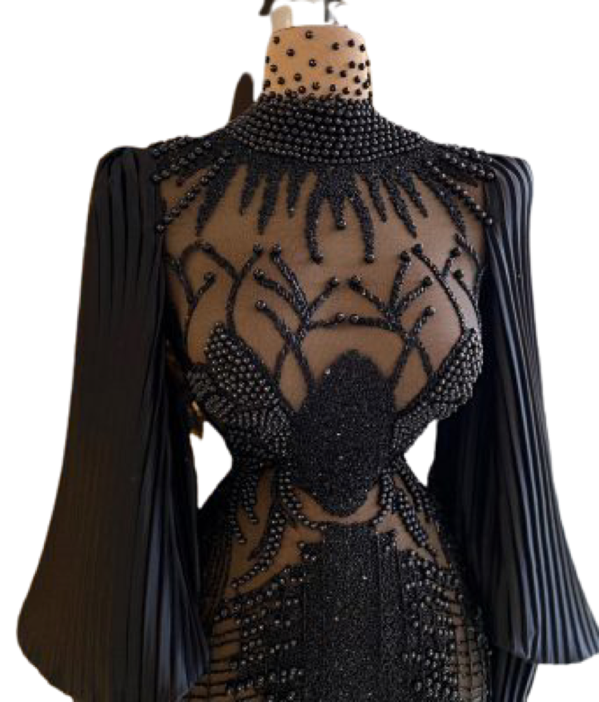 BLACK SHORT BEADED DRESS – Fiona Hollywood designers